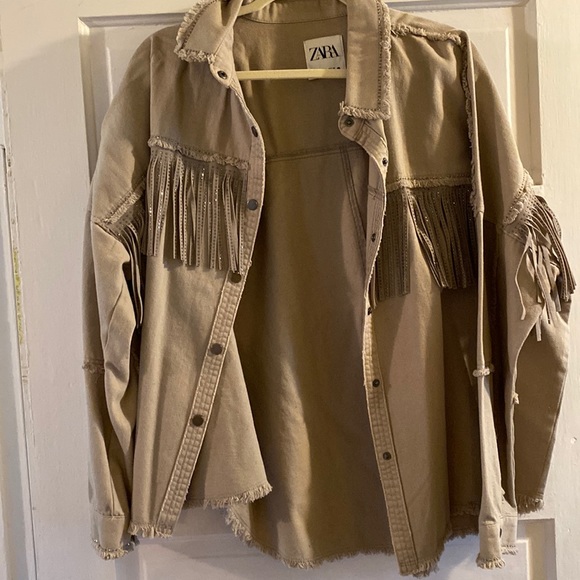 Zara | Tops | Zara Denim Fringe Jacket | Poshmark